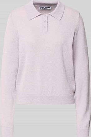 Review Lang&auml;rmliger Polo-Strickpullover aus Boucl&eacute;-Garn