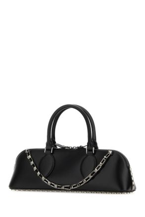 Valentino Garavani Womens Black Leather Rockstud East-West Handbag Nero Exterior: Calf Lining Borse A Mano Bag