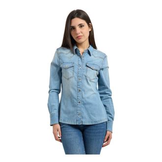 Fracomina Femme, Blouses et Chemises, Bleu, Taille: 40 FR Chemise en jean Regular