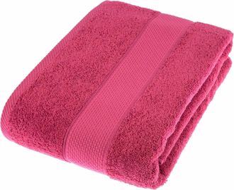 Homescapes Flauschiges Premium Frottee Badetuch ca. 100 x 150 cm aus 100% Reiner Baumwolle, Himbeere