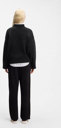 HUGO BOSS Strickpullover Shenny mit Stehkragen, Oversize Fit, Stickerei
