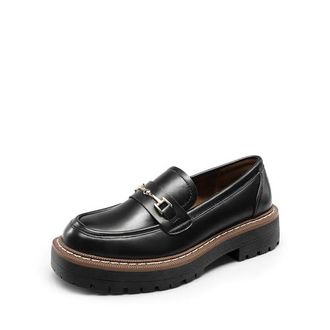 Dream Pairs Mocassins habill&eacute;s &agrave; talon &eacute;pais &agrave; enfiler pour femme, style d&eacute;contract&eacute;, pour affaires, bureau, style d&eacute;contract&eacute;, PU Noir, 38.5 EU