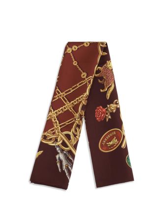 Burberry Womens Silk Scarf Auburn Brown Scarfs