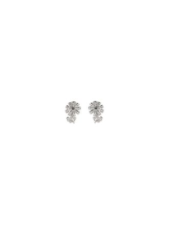 Self Portrait Crystal Flower Earrings - Silver