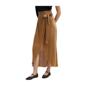 Never Fully Dressed Jupe midi pliss&eacute;e portefeuille - Femme - Jupes - Jaune - Taille: 36 FR