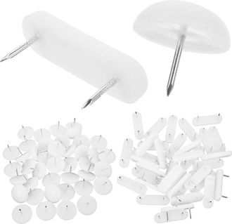 DOITOOL 100 Stück Möbelgleiter Nagelstifte aus Robustem Kunststoff Halbrunde und Doppelte Nagelpads rutschfeste Bodenschoner für Stuhl und Tischbeine Geräusch