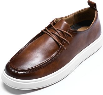 AlltheMen YFFUSHI Schuhe Herren Segelschuhe Moc Toe Schn&uuml;rhalbschuhe Freizeit Lace Up Bootschuhe Leder Loafer Slip On Mokassins,Dunkelbraun,41