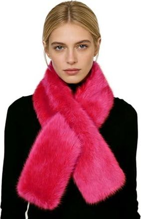 Lina & Lily &Eacute;charpe Col Femme Hiver avec Fente en Fausse Fourrure Poils Longs (Cerise)