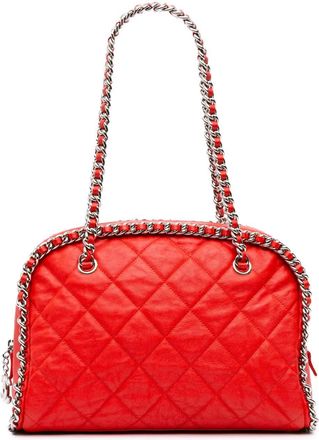Chanel Hobo Bags - Quilted Washed Lambskin Chain Around Bowler - Gr. unisize - in Rot - für Damen