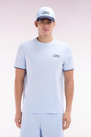 Eden Park T-shirt En Coton Ciel Broderie Noeud Papillon Coupe D&eacute;contract&eacute;e