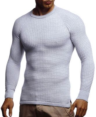 LEIF NELSON Strickpullover Herren Rundhals (Grau, Größe XXL) - Dünner Männer Strick Pullover für Winter & Sommer - Coole Crewneck Männer Pullover