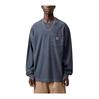 Carhartt Work in Progress Homme, Sweatshirts et sweats &agrave; capuche, Bleu, Taille: S T-shirt ample &agrave; manches longues et poche