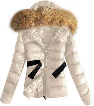 Generic Vestes 2026 pour femmes 2024 Automne et hiver Veste &agrave; capuche matelass&eacute;e l&eacute;g&egrave;re en duvet chaud matelass&eacute;, blanc, XXL