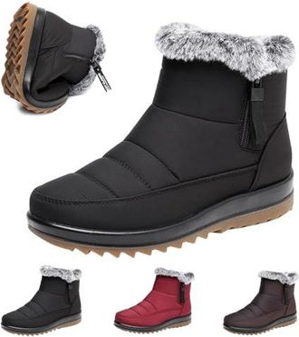Generic Bottes dhiver imperm&eacute;ables en coton chaud pour femme, bottes dhiver chaudes doubl&eacute;es de fourrure, bottes mi-mollet en polaire avec fermeture &eacute;clair la