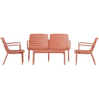DRAWER Salon de jardin 4 places en r&eacute;sine - Terracotta - Moro