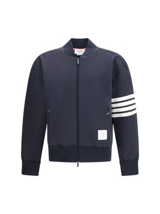 Thom Browne Mens Zipped Bomber Jacket Navy Viscose Padded & Down