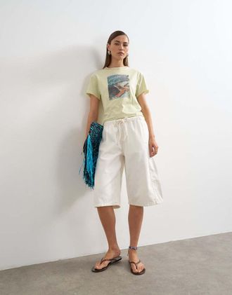 Topshop Short en jean ample &agrave; enfiler - Ivoire-Blanc