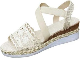 Generic Sandales compens&eacute;es pour femme - Respirantes - Style d&eacute;contract&eacute; - Bout ouvert - &Eacute;l&eacute;gante - Semelle &eacute;paisse - Classique - Confortables - Polyvalentes 