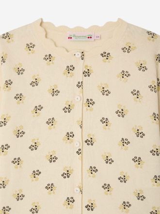 BONPOINT Girls Cotton Shirt Floral Pattern Cream Blouses And