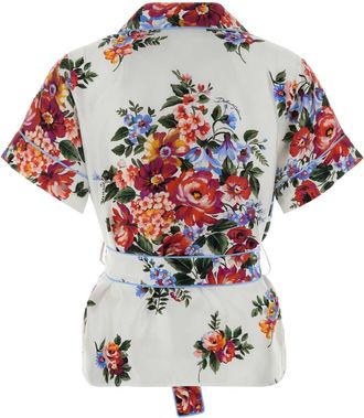 Dolce & Gabbana Mazzfiorifbianco Exterior: Silk Camicie Shirt