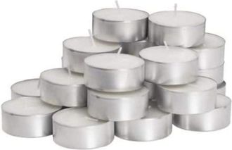 KCB Teelichter in Premium Qualität mit 8 Stunden Brenndauer - Kerzen in Weiß mit Silberschale für Windlichter, die Gastro/Gastronomie & Weihnachten - Groß