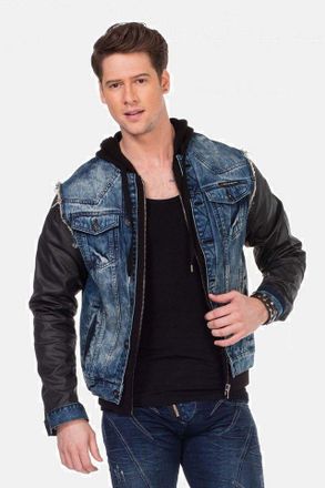 Cipo & Baxx Jeansjacke Jacke mit Metall Patch am Oberarm, C-1290