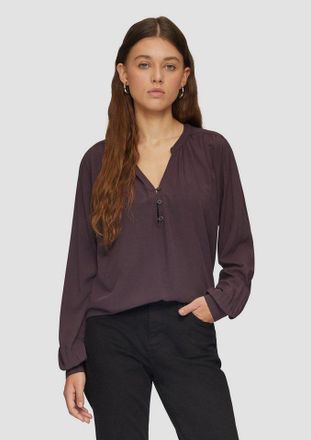 QS by s.Oliver Langarmbluse Bluse Fließende Viskose-Bluse mit Raffung