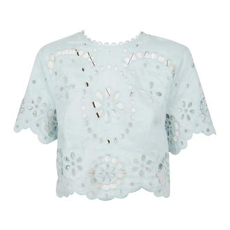 Zimmermann Femme, Blouses et Chemises, Bleu, Taille: 38 FR Awaken Embroidered Bodice