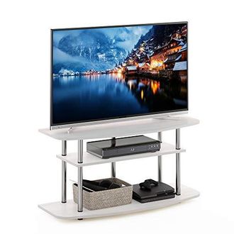 Furinno Frans Meuble TV pour Téléviseur Jusquà 46 Pouces, Engineered Wood, Chêne Blanc, 3 Niveaux