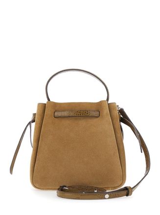 Tory Burch Womens Bucket Bag Romy Beige Leather Calf Handbags Hand