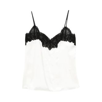 Co Femme, V&ecirc;tements de nuit et de d&eacute;tente, Blanc, Taille: 36 FR D&eacute;bardeur &agrave; fines bretelles en dentelle et soie