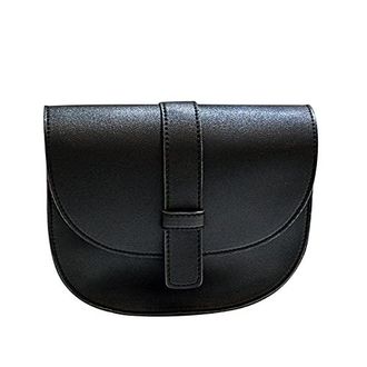 Generic Sac &agrave; bandouli&egrave;re tendance pour femme en cuir synth&eacute;tique au design uni &eacute;l&eacute;gant comme sac de t&eacute;l&eacute;phone portable pratique pour le quotidien, Noir, Tail