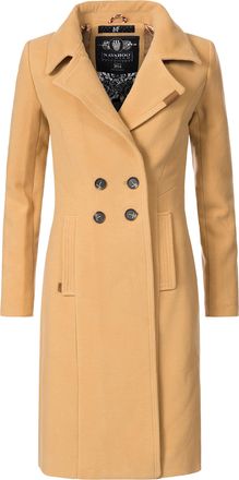 Navahoo Damen Mantel in Wollmantel-Optik langer Trenchcoat mit Reverskragen Wooly Camel Gr. 3XL