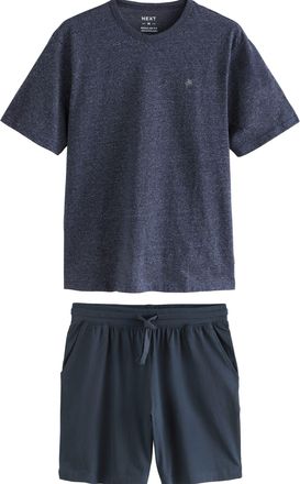 Next Herren Standard Jersey-Schlafanzug mit Shorts aus 100% Baumwolle Navy Blue Stripe M