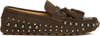 Strategia Femme, Chaussures, Brun, Taille: 40 EU Mocassin en daim avec clous et strass