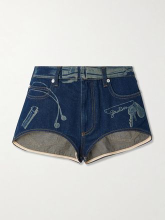 Jean Paul Gaultier Jeansshorts Mit Trompe-loeil-prints - Blau