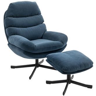 HOMCOM Relaxsessel mit Hocker Sessel Loungesessel mit Chenille-Optik breiter Sitzfl&auml;che Drehbar Polstersessel Armlehnensessel f&uuml;r Wohnzimmer, Schlafzimmer, B
