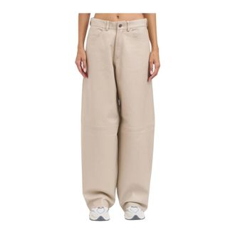 Haikure Femme, Pantalons, Beige, Taille: W24 Pantalon Large en Cuir