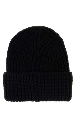 Saint Laurent BONNET Ribbed Wool Beanie - Black