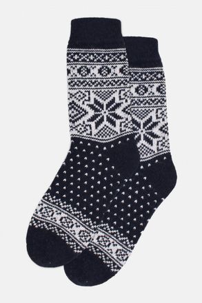 Danef&aelig; Danestay Warm Damen Stricksocken Blau Wei&szlig; Wollso