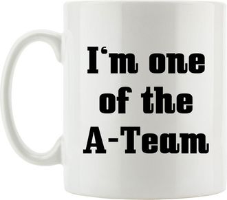 Pixxprint Im one of The A-Team Fun Tasse, ca. 300ml Fassungsvermögen, Keramik Weiß, Spülmaschinenfest