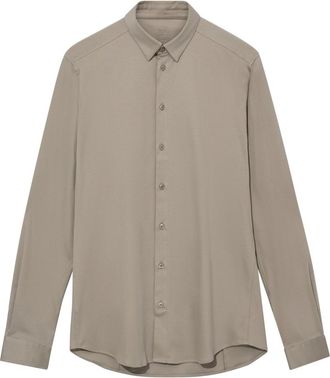 Mos Mosh Unifarbenes Jerseyhemd Marco mit Under-Button-Down-Kragen in