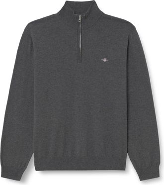 GANT Herren CTN/WO Half Zip Pullover, Dark Grey Melange, 3XL