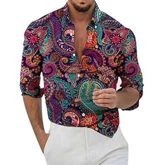 Generic Chemise hawa&iuml;enne &agrave; manches courtes pour homme - Style tropical hawa&iuml;en - Motif palmier - Chemise d&eacute;contract&eacute;e boutonn&eacute;e - Pour la plage, les Cara&iuml;bes