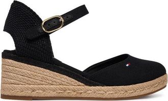 Tommy Hilfiger Espadrilles Mid Wedge Espad Closed Toe FW0FW09233 Schwarz