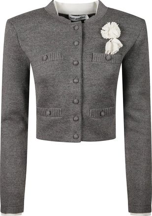 Self Portrait Femme, Pulls, Gris, Taille: 42 FR Crochet Flower Cardigan