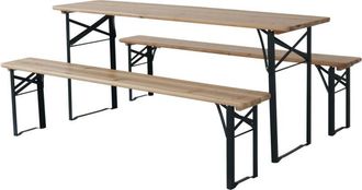 Habitat et Jardin Bistrot-Gartentisch klappbar mit 2 B&auml;nken Lisbonne - 176 x 46 x 75 cm - Braun