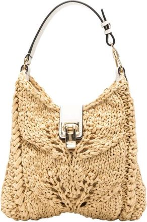 Ermanno Scervino Femme, Sacs, Beige, Taille: ONE Size Sac Shopping en Rafia avec Tissage Crochet&eacute; Main