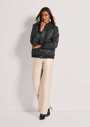 Madeleine Outdoorjacke Steppjacke mit Rundhals &Uuml;bergangsjacke mit Druckknopfleiste, Strickb&uuml;ndchen und Langarm