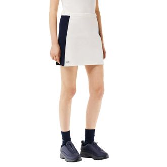Lacoste Minirock f&uuml;r Damen, Piqu&eacute; (Wei&szlig;/Marine)
